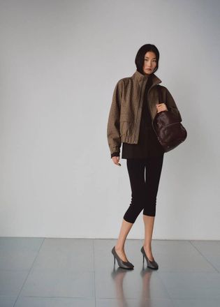 Mango Veste col montant pied-de-poule marron - Femme - XS - MANGO