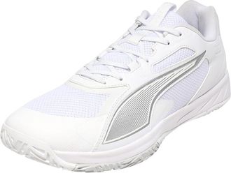 Puma Unisex Accelerate PRO 4 Indoor Court Shoe, White Silver, 45.5 EU, Puma Weiß Puma Silber, 46.5 EU