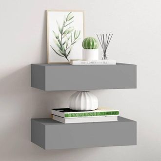 vidaXL Vidaxl - tag&egrave;res &agrave; tiroirs murales 2 pcs Gris 40x23,5x10 cm mdf