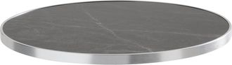 Oviala Montmartre Tischplatte, rund, Marmor, Schwarz, mit Umreifung, silberfarben, 60 cm