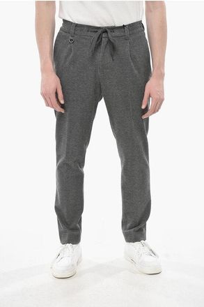 Paolo Pecora BRERA Herringbone Single-Pleat Trousers with Drawstring Wais size 48