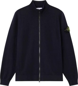 Stone Island Homme, Vestes, Bleu, Taille: 2XL Pull zipp&eacute; en laine RWS extensible