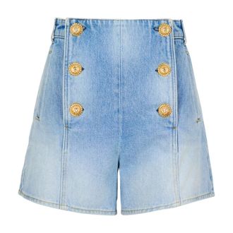 Balmain Denim Shorts mit Kn&ouml;pfen - - Shorts - Damen - Blau - 2XS