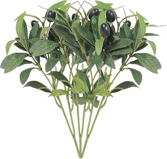 Generic belupai Künstlicher Olivenzweig, 38 cm, Grüner Olivenblattstiel mit Olivenfrüchten, Grüner Olivenpflanzenstiel, Künstlicher Olivenzweig für Vasenfülle