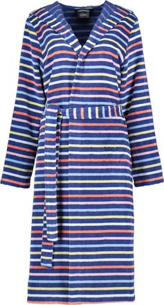 CawÖ Home Bademäntel Damen Kapuze Streifen 3344 blau-multicolor - 12 M