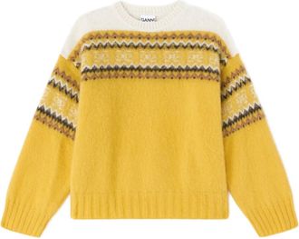Ganni pull en maille intarsia - Jaune