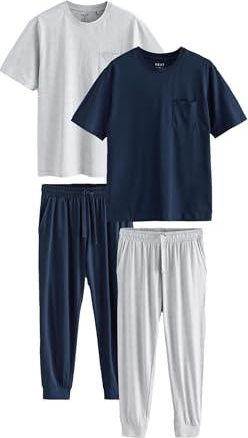 Next Homme Pyjama &agrave; Ourlets &eacute;lastiques, Lot de 2 Navy Blue/Grey M