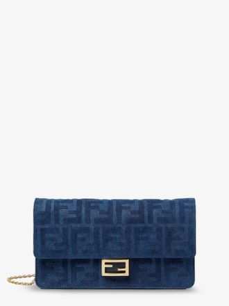 Fendi Wallet On Chain Baguette shoulder bag in denim-effect FF corduroy - FENDI - gender_Woman