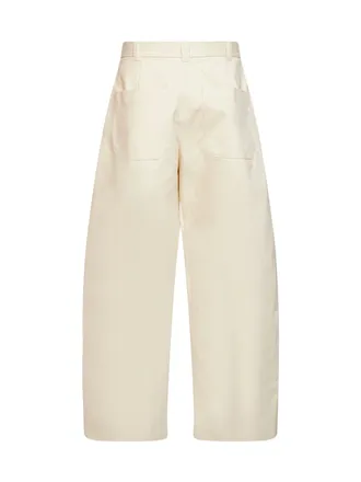 STUDIO NICHOLSON Mens Trousers Sorte Ivory Cotton Twill