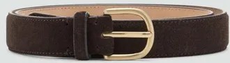 Mango Ceinture cuir su&egrave;de chocolat - Homme - 100 - MANGO MAN