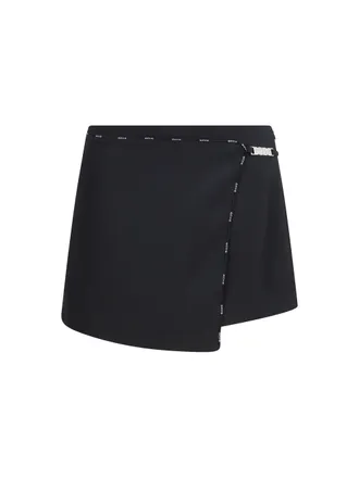 GCDS Womens Skirt-Shorts Mini Satin Black Black-Black Polyester Black/black