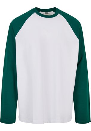 Urban Classics Herren Organic Oversized Raglan Longsleeve T-Shirt, White/Green, 4XL
