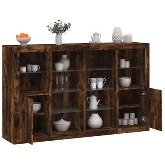 vidaXL Sideboards mit LED-Leuchten 3 Stk. R&auml;uchereiche Holzwerkstoff Vidaxl