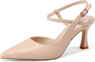 Queen Helena Elegante Pumps mit Riemen, Schuhe mit geschlossener Spitze f&uuml;r Damen K3749, Nude, 39 EU