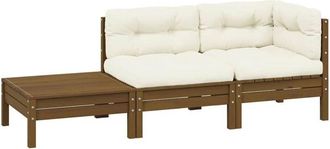 vidaXL Vidaxl - Salon de jardin 3 pcs avec coussins cr&egrave;me bois de pin massif