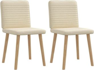vidaXL Vidaxl - Chaises &agrave; manger lot de 2 cr&egrave;me tissu