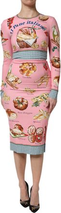 Dolce & Gabbana Italienisches Brot Print Midi-Kleid