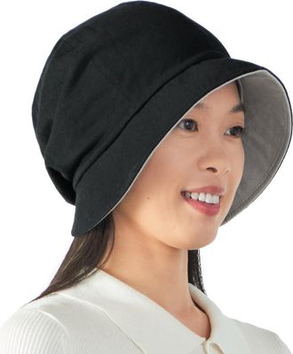 Charm by Casualbox Sonnenhut Damen Sommer M&uuml;tze - Wendbar Faltbar Bio Baumwolle Japanisch Schwarz & Hellgrau