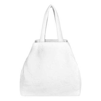 Philipp Plein Femme, Sacs, Blanc, Taille: ONE Size Leather Handle Bag Maxi Embossed Monogram