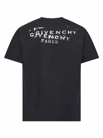 Givenchy Mens Black Stamp Print T-Shirt Cotton T-Shirts And Polos