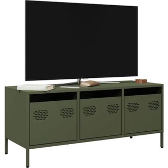 vidaXL Vidaxl - Meuble tv vert olive 101,5x39x43,5 cm acier lamin&eacute; &agrave; froid