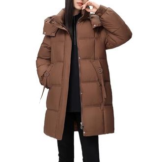 Generic Manteau Long Veste Hiver Femme Grande Taille Women Demi Season Long Cotton Casual Hooded Thicken Warm Coats Doudoune Longue Femme Hiver Veste Chic Cof