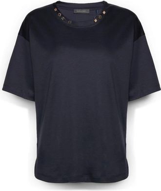 Elena Miro Femme, Tops, Bleu, Taille: 42 FR T-shirt avec appliqu&eacute;s Monogramme