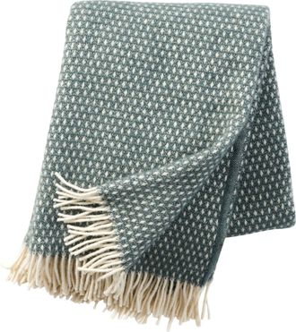 Klippan Grüngrau-cremefarbene Wolldecke Knut 130x200cm aus 100% Lambswool, ca 900 g