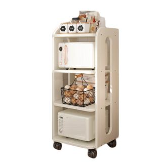 Generic Bodenstehender, Schmaler Aufbewahrungswagen, Massivholz-Aufbewahrungsregal, Offener Organizer-Wagen Mit R&auml;dern, for Schmale Stellen Im Badezimmer, W&auml;s