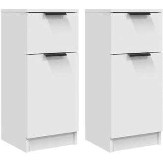 vidaXL Buffets 2 pcs Blanc 30x30x70 cm Bois ding&eacute;nierie
