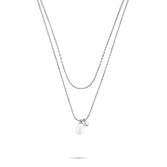 s.Oliver Necklace - Elegante Halskette aus poliertem Edelstahl - Silber - Schlangenkette 42 cm - wasserfest & hautfreundlich