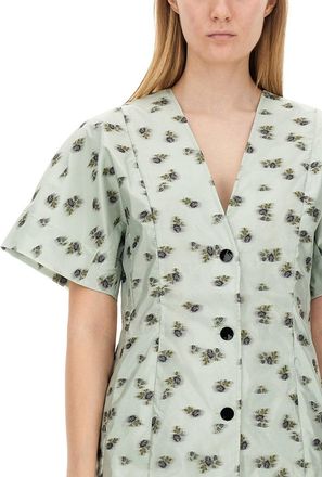 Ganni Recycled Polyester Mini Dress - Green