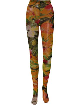 Dolce & Gabbana Womens Floral Nylon Tights Stockings Multicolor Socks Clothing