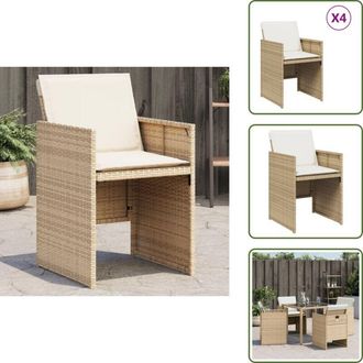 vidaXL Vidaxl - Gartenst&uuml;hle mit Kissen 4 Stk. Beige Poly Rattan - Gartenst&uuml;hle - Outdoor M&ouml;bel - Rattan Gartenm&ouml;bel - Gartenlounge - Balkonm&ouml;bel