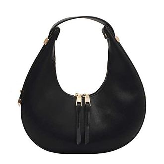 Generic Petit sac &agrave; bandouli&egrave;re en forme de croissant pour femme - &Eacute;l&eacute;gant sac &agrave; main et sac &agrave; main en cuir d&eacute;contract&eacute; - Sac fourre-tout &eacute;l&eacute;gant, Noir, small