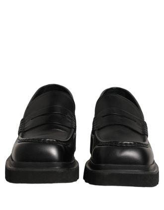 Dolce & Gabbana Black Calfskin Leather Men Dress Loafer Shoes Calf