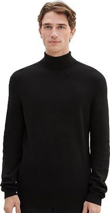 Tom Tailor Pull en Tricot à col roulé Confortable pour Homme, Noir (29999), XXL