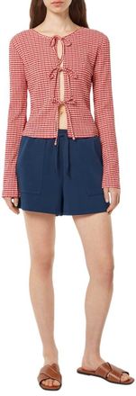 Scotch & Soda Womens Structured Gingham midi Casual Dress, Roadside Red/Cotton Candy, Medium