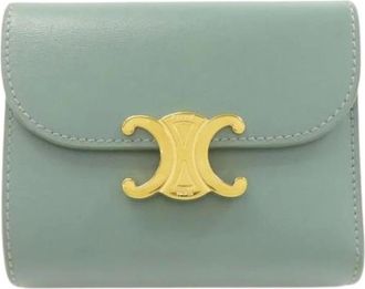 Celine unisex, Pre-owned, Vert, Taille: ONE Size Portefeuille Bi-fold Pre-owned