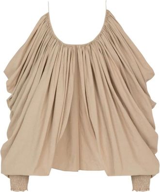 Balmain Femme, Tops, Beige, Taille: 40 FR Chemisier &agrave; Bretelles en Coton