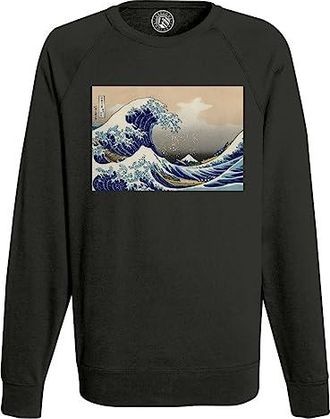 Fabulous Sweatshirt Homme Noir Hokusai Kanagawa Waves View Mount Fuji