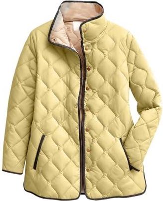 Generic Manteaux légers imperméables pour femme - Veste matelassée courte surdimensionnée coupe-vent chaude à col roulé - Parka à simple boutonnage - Manteau 