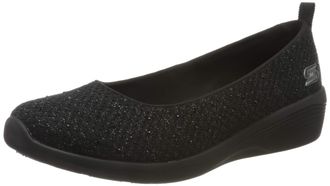 Skechers Damen Arya Sweet Glitz Slip On Sneaker, Black Metallic Knit Black Gunmetal Trim, 37.5 EU