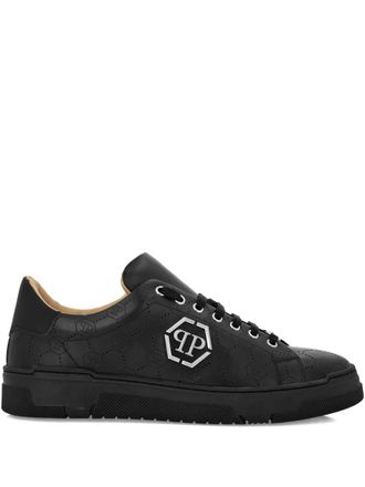 Philipp Plein Sneakers mit Monogramm-Schild - Schwarz
