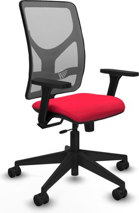 Piqueras y Crespo Roter Schreibtischstuhl mit 3D-Armen, h&ouml;henverstellbare Lendenwirbelst&uuml;tze, ausgestattet mit Syncro/Traslack und Schneideschaum, mit 65 mm Nylon-Rolle