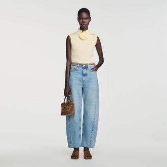 Sandro Gesmoktes T-Shirt mit Blumendetail