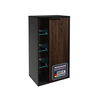 Fackelmann B.Paris Midischrank in Schwarz - Moderner H&auml;ngeschrank mit Soft-Close-System, Rigoletto-Front in braun, beleuchtete F&auml;cher mit Bewegungsmelder, T&uuml;rans