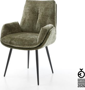 DELIFE Esszimmerstuhl Clea-Flex Chenille Olive 4-Fu&szlig; konisch Schwarz, Esszimmerst&uuml;hle