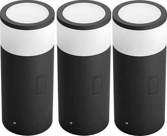 Philips Hue - Calla Outdoor Sockelleuchte, 3er-Pack, Schwarz, 1x8W, 24V dimmbar bis zu 16 Millionen Farben steuerbar &uuml;ber App