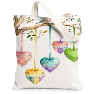 Generic Sacs fourre-tout en toile motif coeur, motif floral, sacs d&eacute;picerie, sacs d&eacute;picerie r&eacute;utilisables, l&eacute;gers et lavables, en toile pour, Multicolore, 13x
